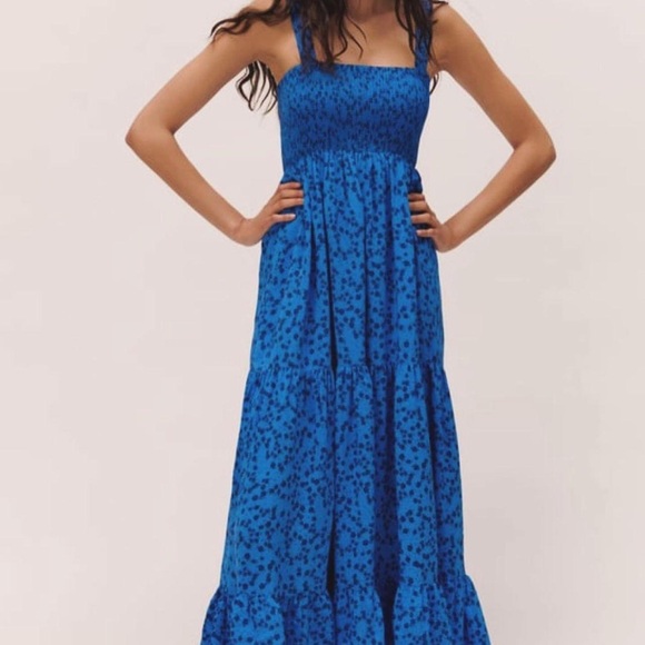 Zara | Dresses | Zara Blue Floral Maxi Dress | Poshmark